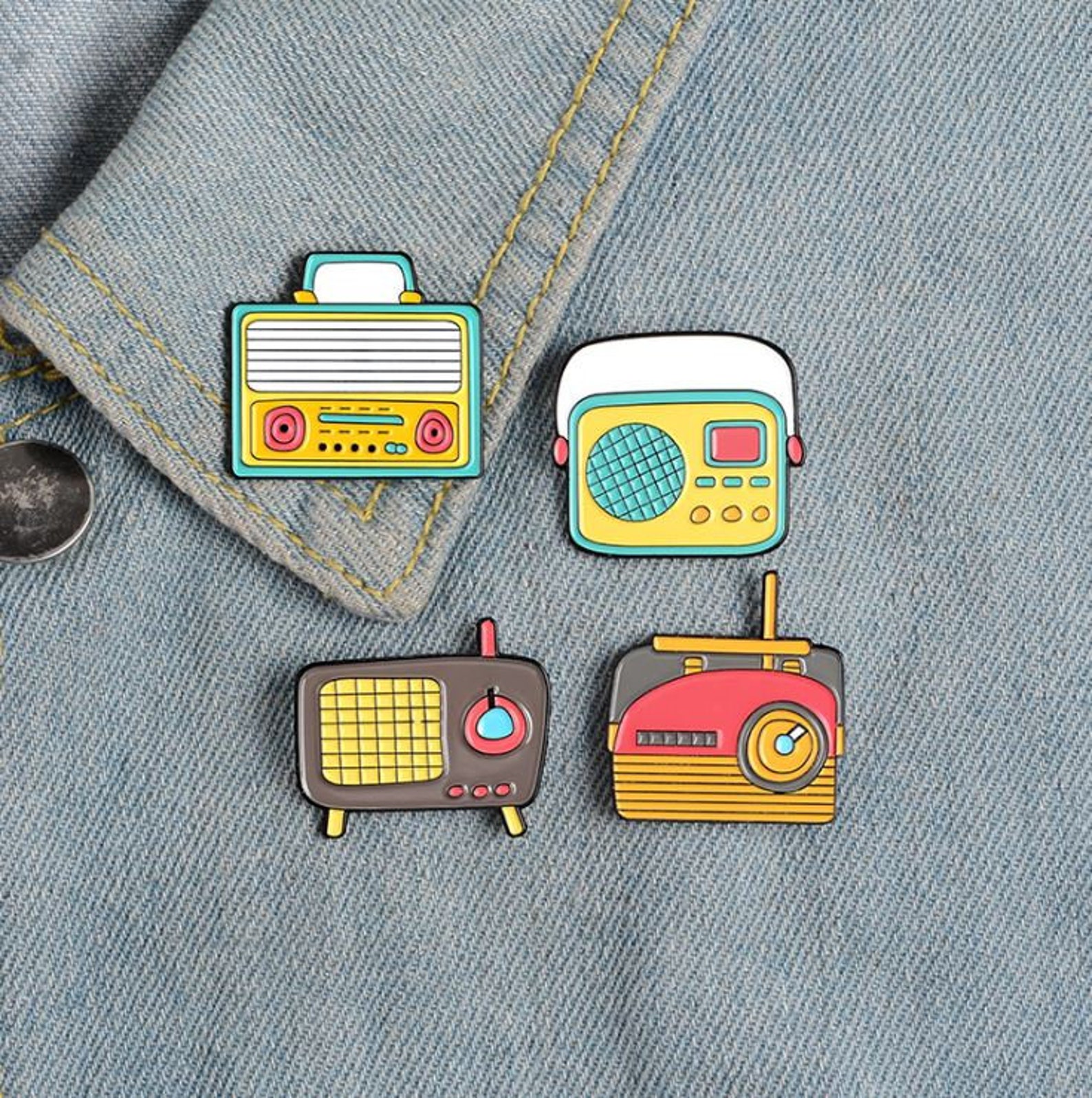 Enamel Pins 4 Pcs Radio Station Theme Enamel Pins for - Etsy