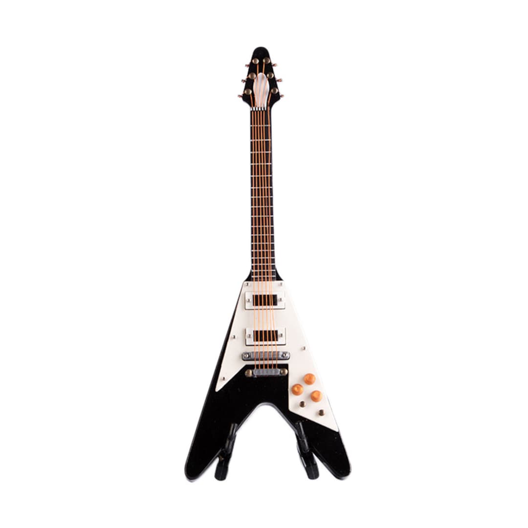 Mini Electric Guitar V Shape Series Black Miniature Collectible ...