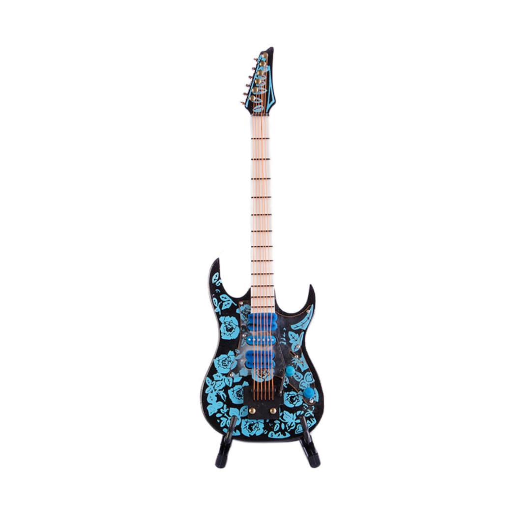 Mini Electric Guitar Ibanez Blue Floral Pattern Guitar Miniature ...