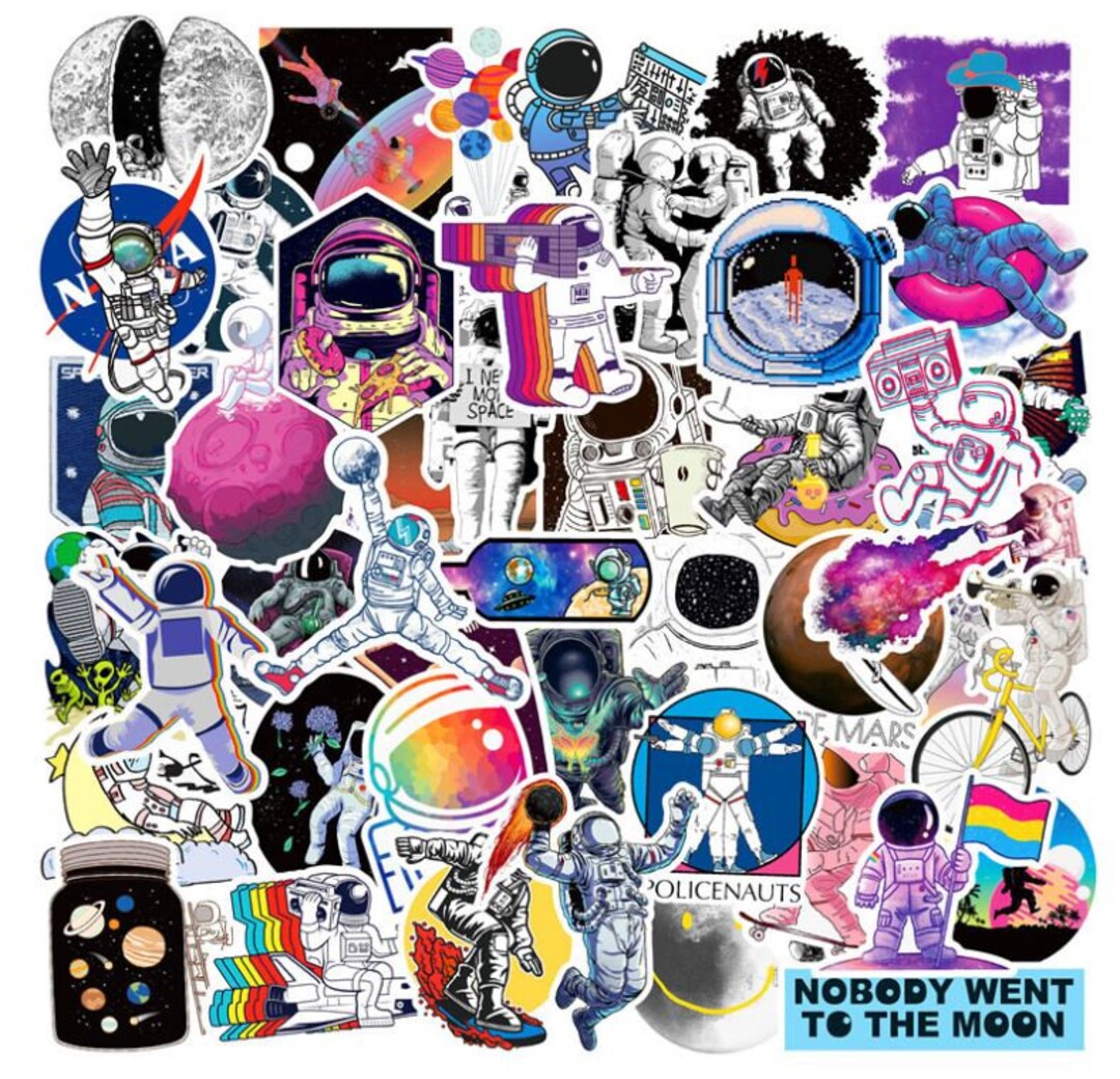 Waterproof 50-pack Vinyl Sticker Bomb NASA Theme Astronaut Decal ...