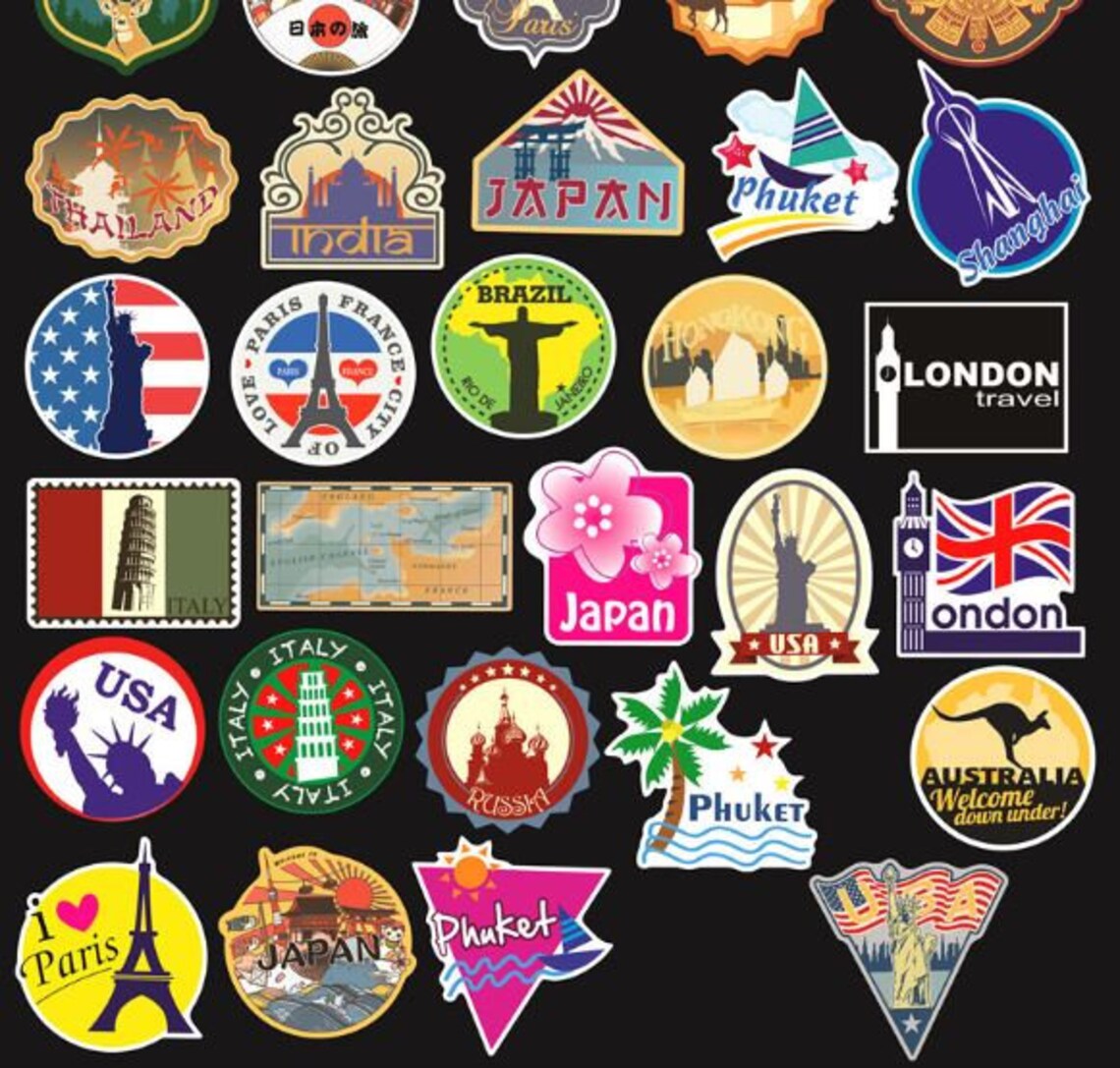 Famous Tourist Attractions 100 Pcs Sticker Bomb Cute Decals Vinyls for ...