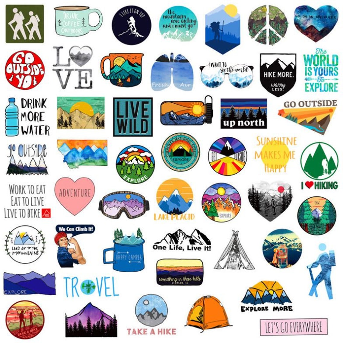 Outdoor THEME Waterproof 50-pack Vinyl Sticker Bomb Decal | Etsy