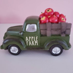 Green Fall Truck With Apples, Distressed Truck, Apple Truck, Farmhouse ...