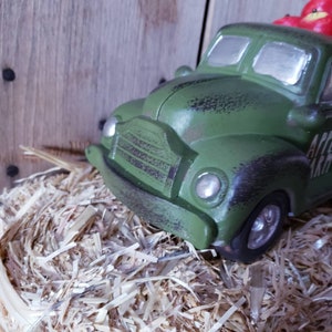 Green Fall Truck With Apples, Distressed Truck, Apple Truck, Farmhouse ...