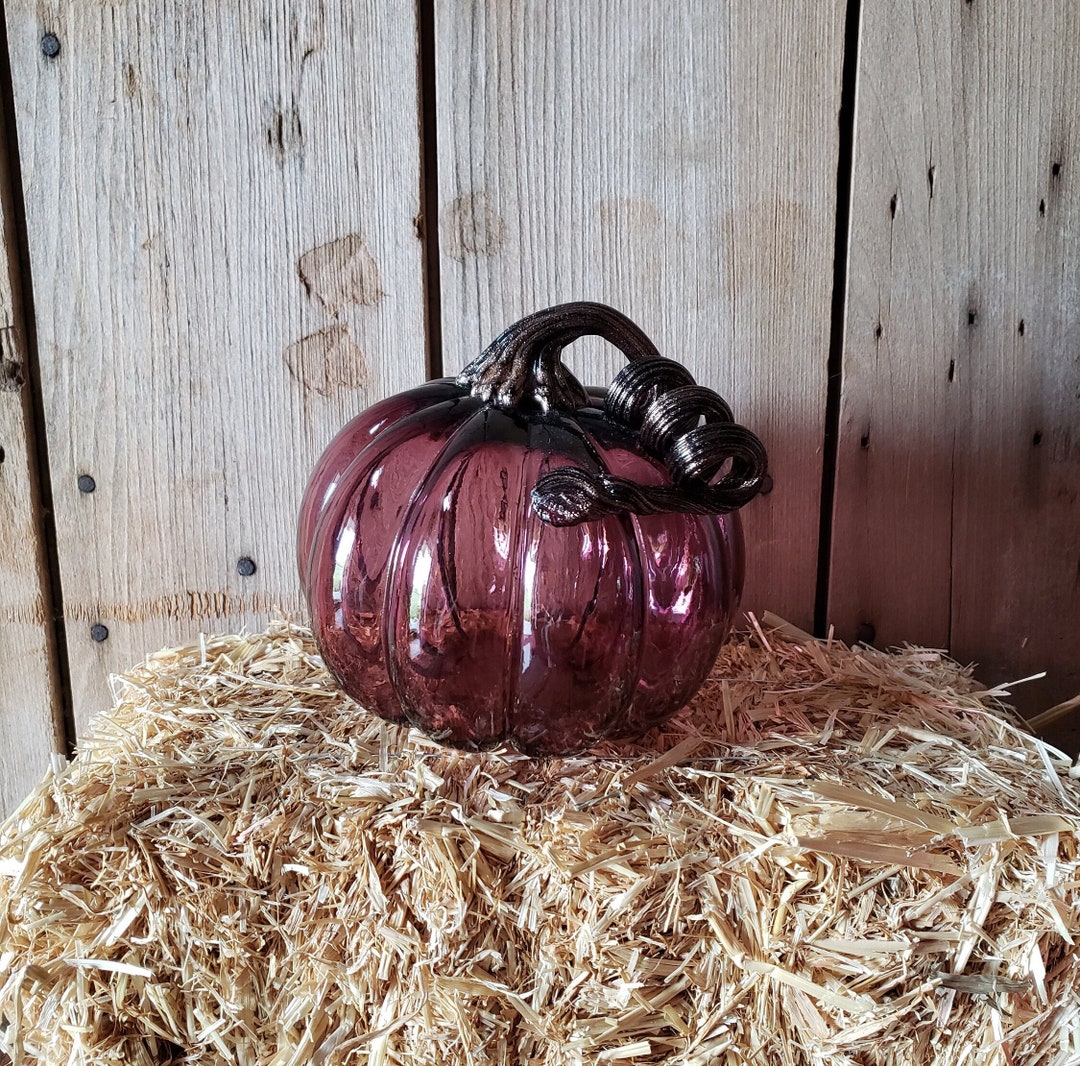 Art Glass, Purple Glass Pumpkin, Fall Decor, Elegant Pumpkin, Glass ...