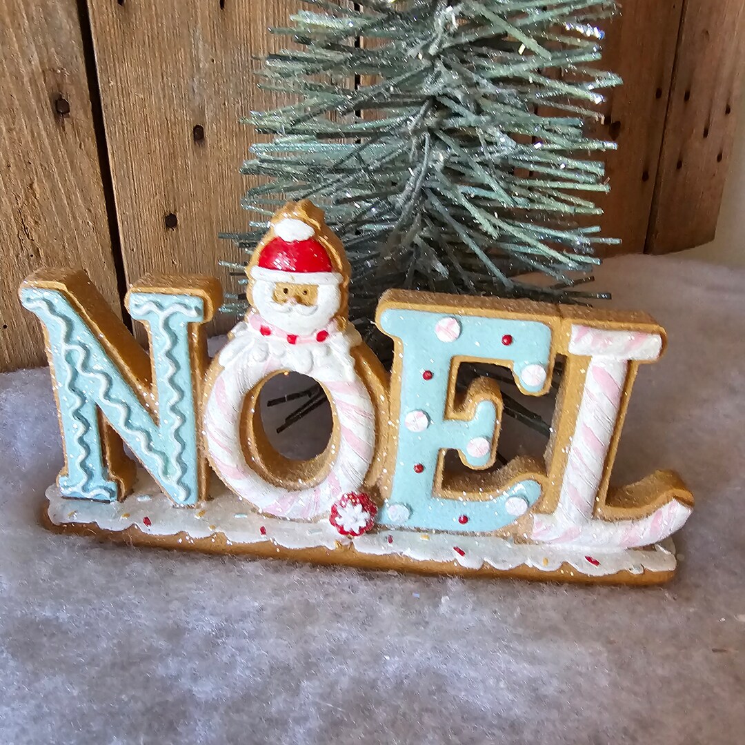 NOEL Christmas Sign, Glitter Sign, Candy Cane Theme, Tiered Tray Decor ...