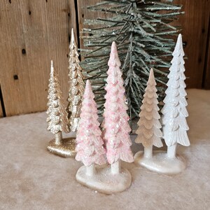 Glitter Trees, Pink Glitter, Christmas Decor, Winter Decor, White ...