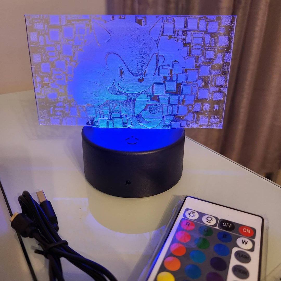 Sonic the Hedgehog, Laser Engraved LED Light, Color Changing Light ...