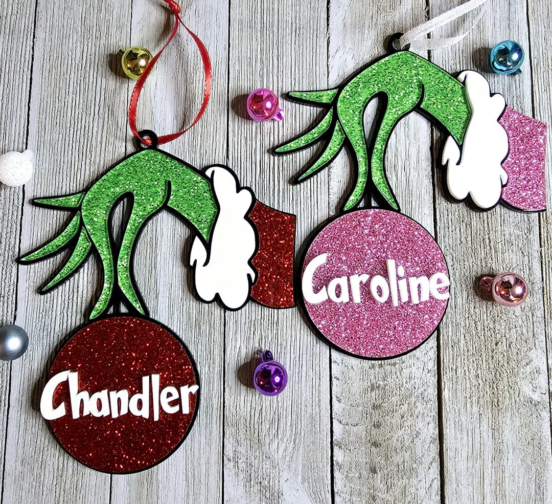 Personalized Acrylic Grinch Ornament 5 X 4.2 Custom Christmas Ornament ...