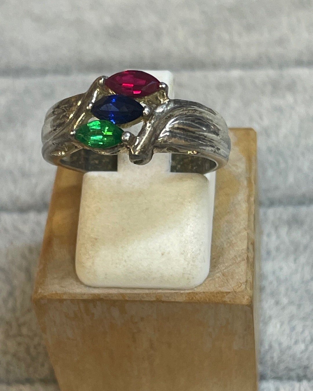 Sterling Silver Colored Gemstones Ring Size 7 Weight 3.8g - Etsy