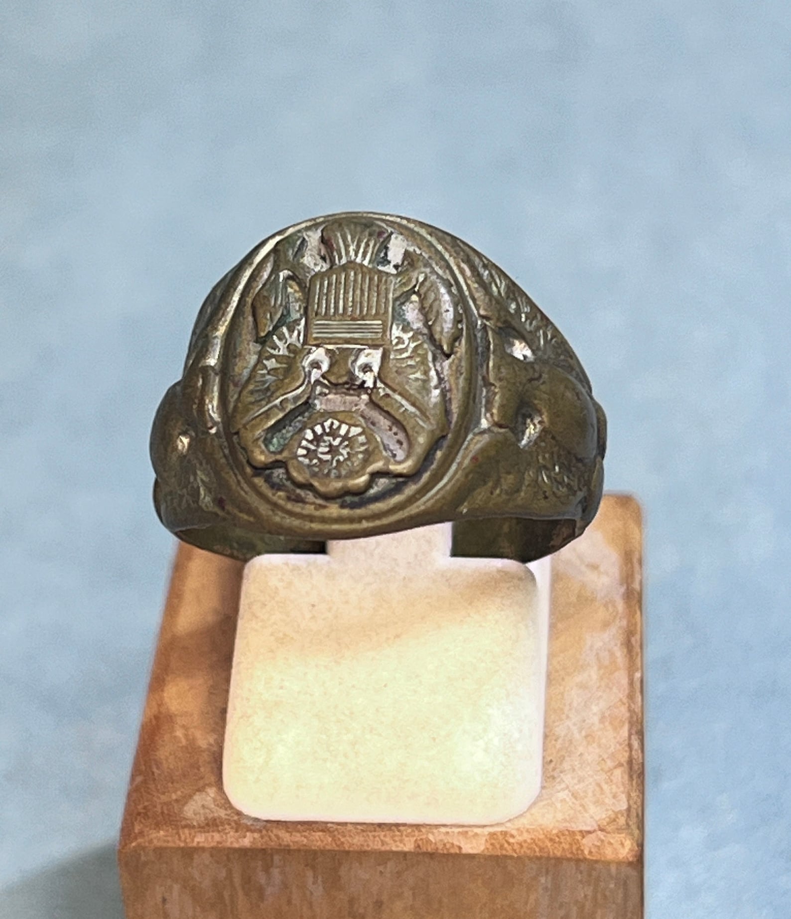 Original Historical WWII US Army Officer & Soldier Brass Ring 6.2g Size ...