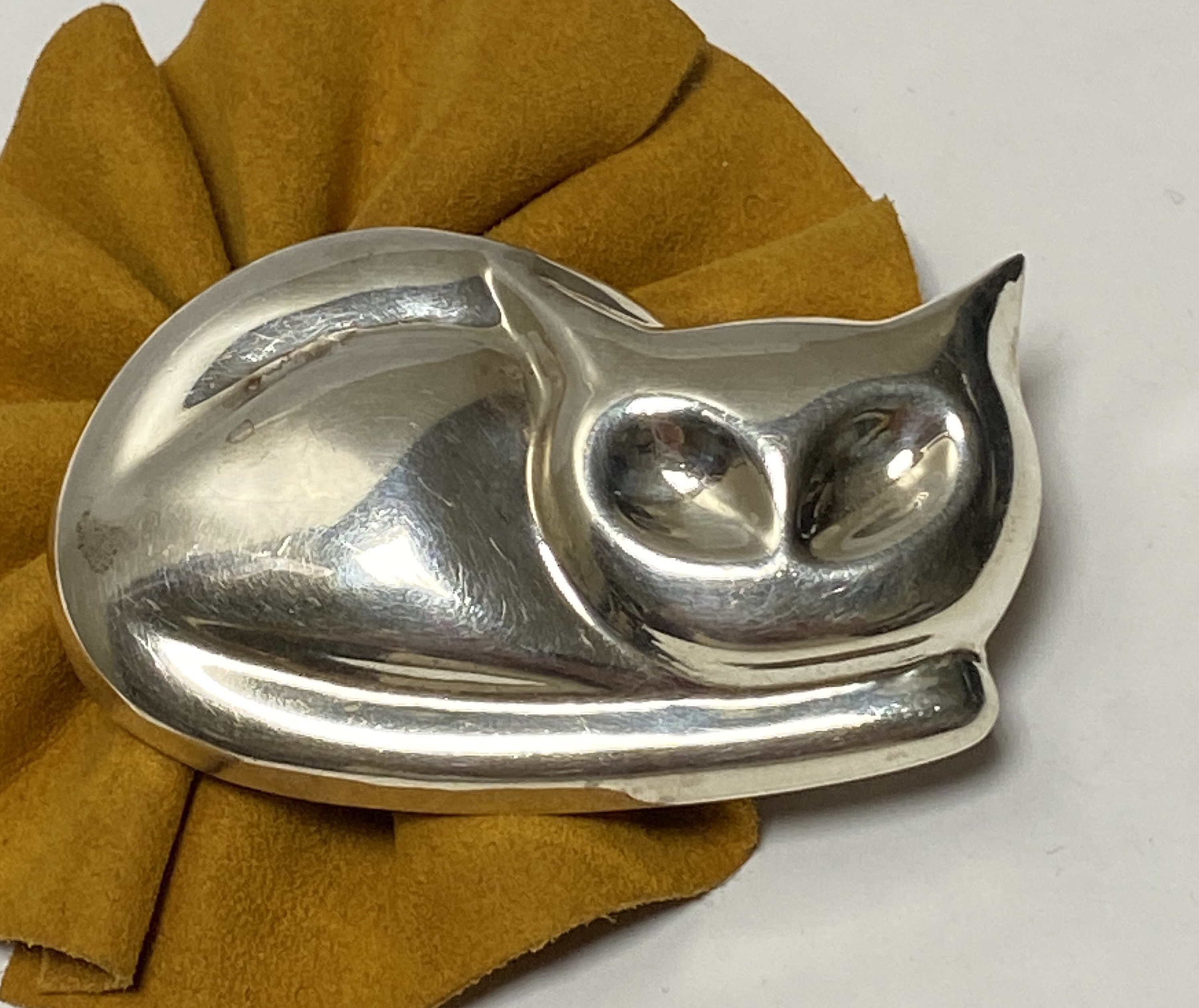 Super Adorable Sterling Silver Cat Brooch Etsy