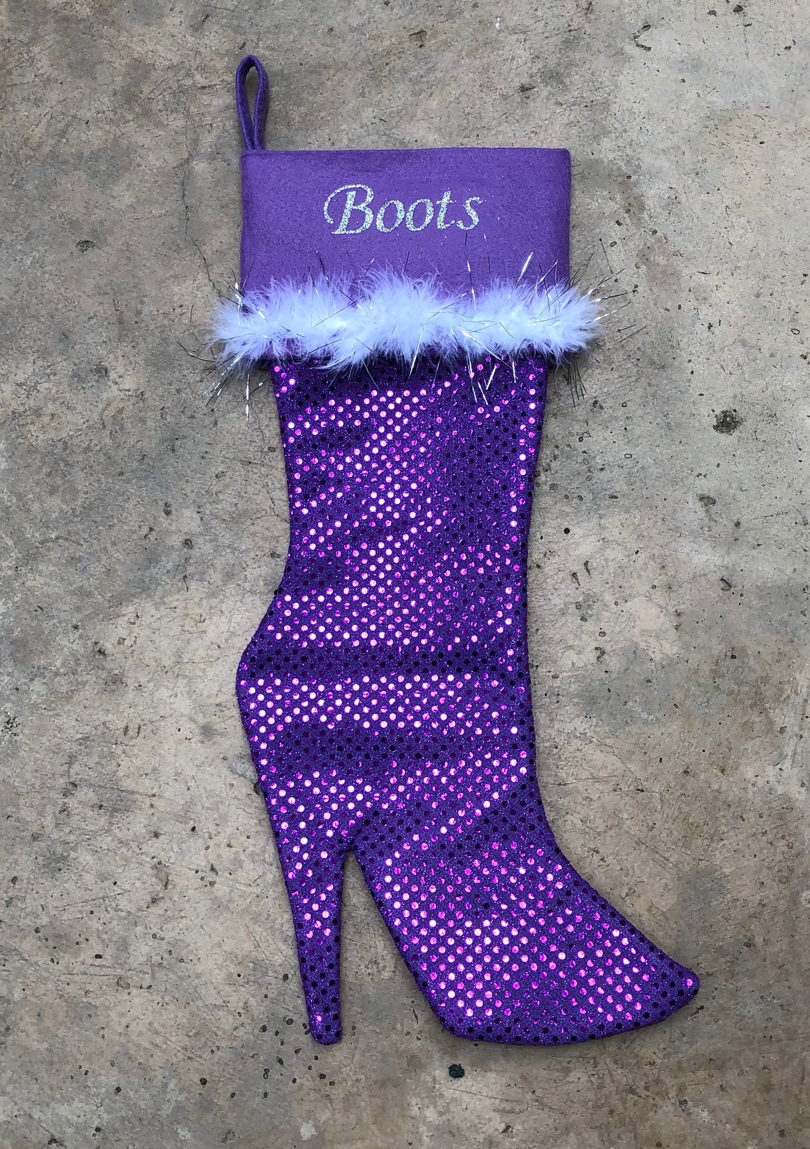 Purple Christmas Stocking Personalized With Name and Fur High - Etsy