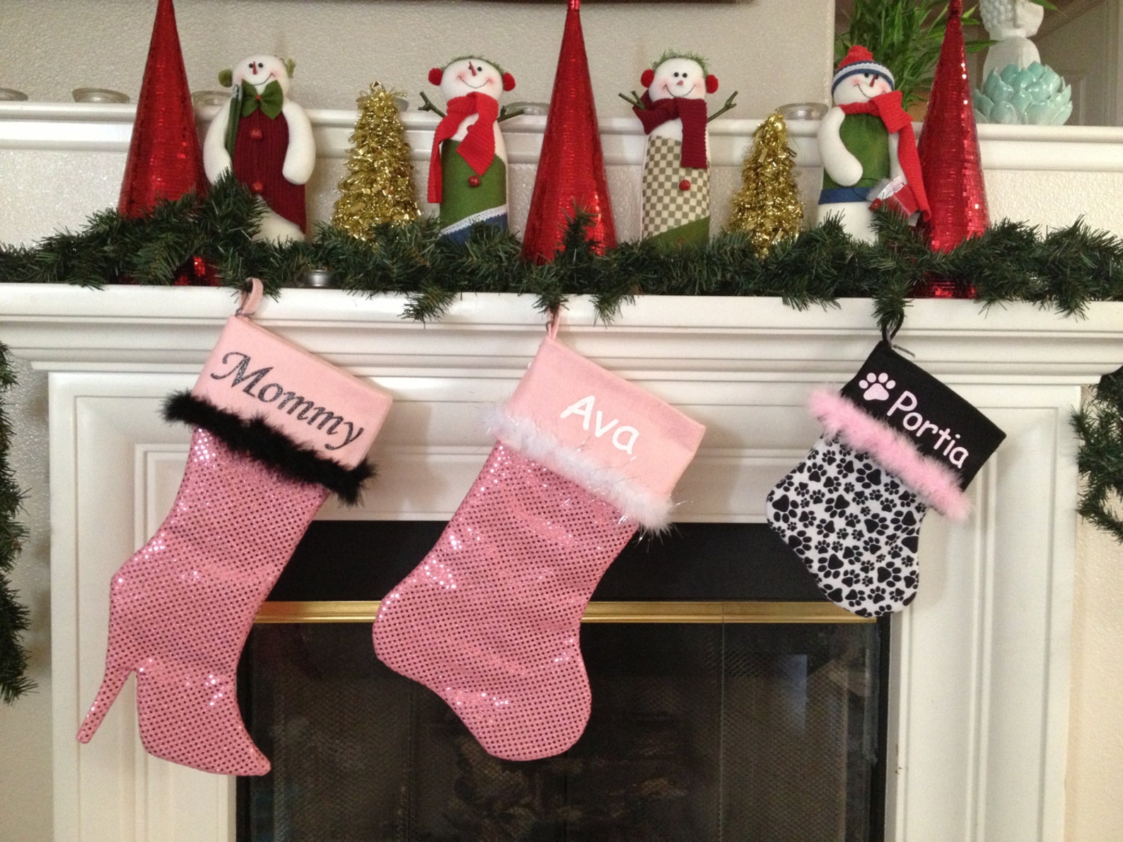 Personalized Christmas Stocking in Silver High Heel Christmas - Etsy