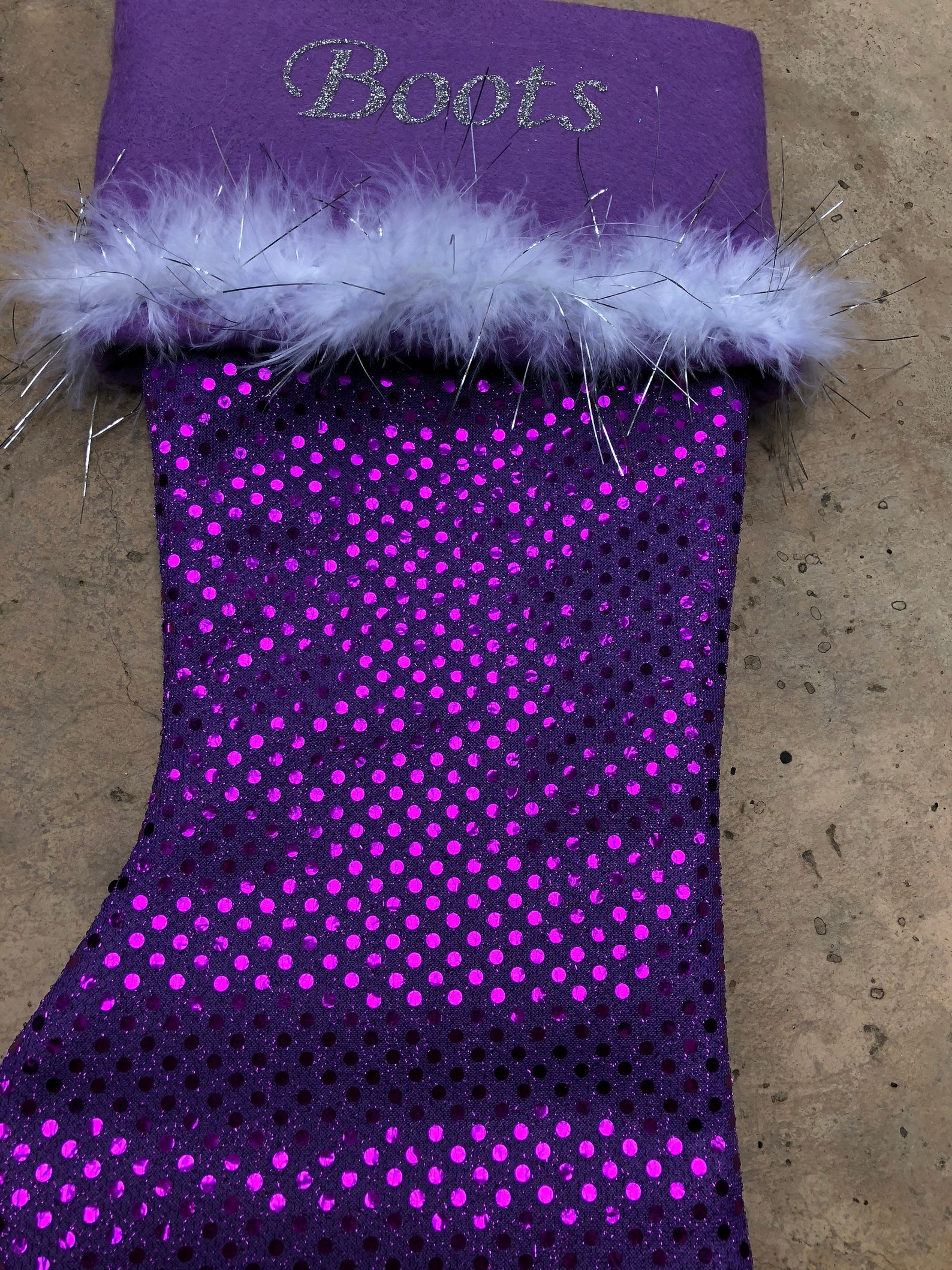 Purple Christmas Stocking Personalized With Name and Fur High - Etsy