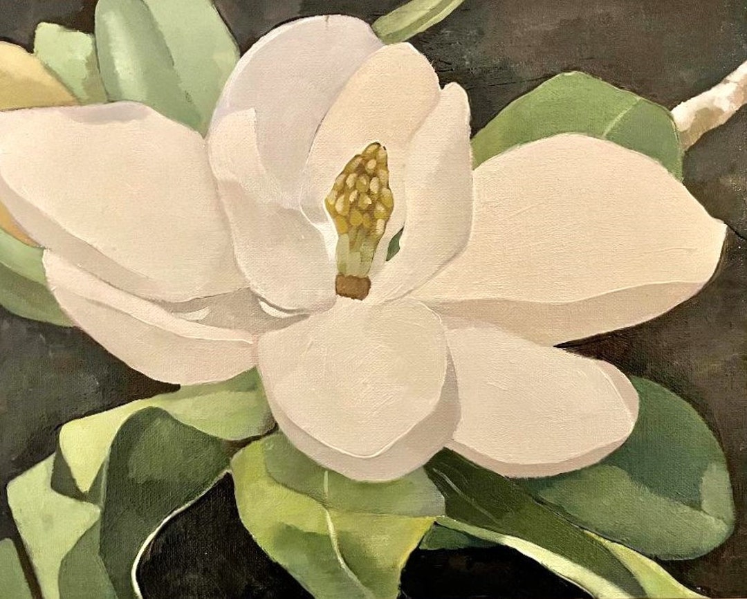 Magnolia Flower 10x8 Original Art Flower Art White Magnolia Floral Art ...