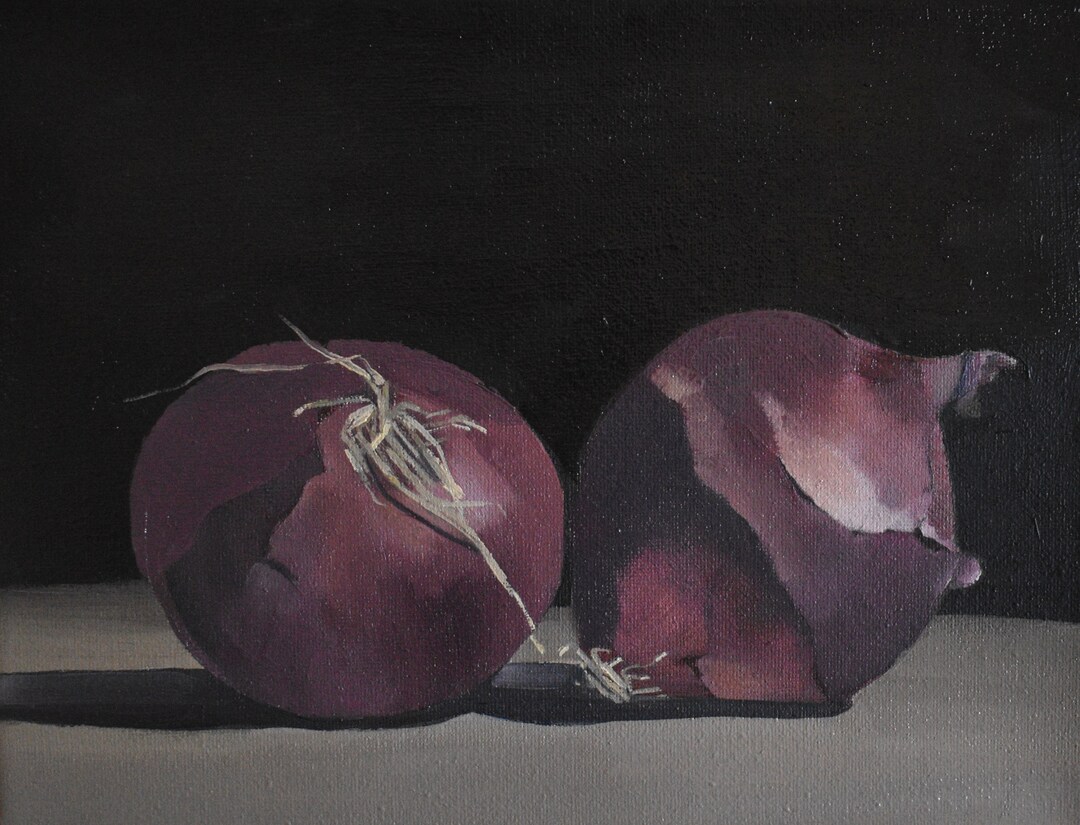 Red Onions Art 8x10 Original Oil Painting on Canvas, Vedgetable Art ...