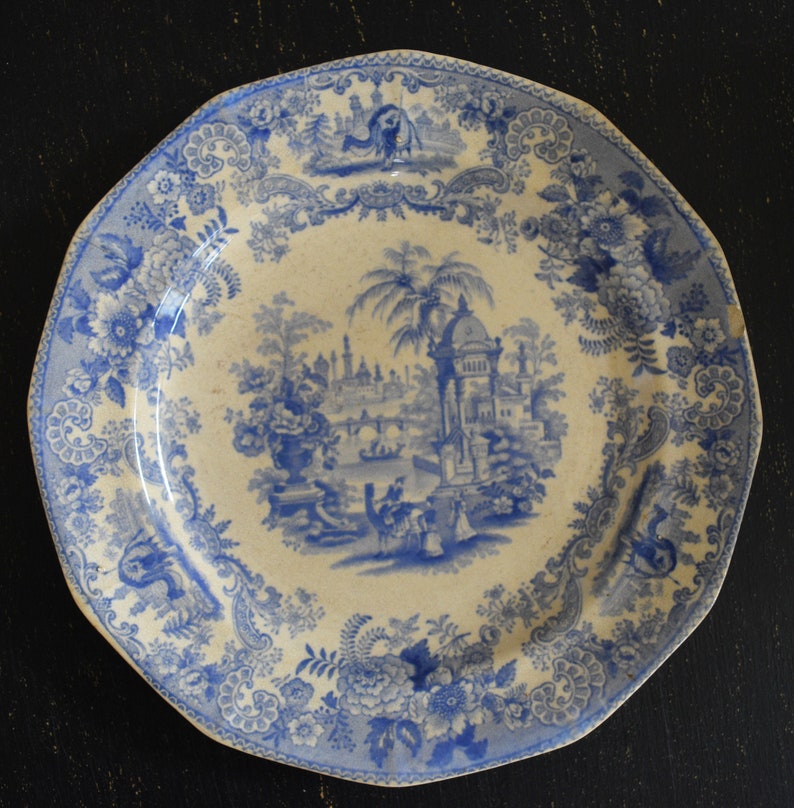 Vintage Blue and White Antique Plate,english Plate - Etsy