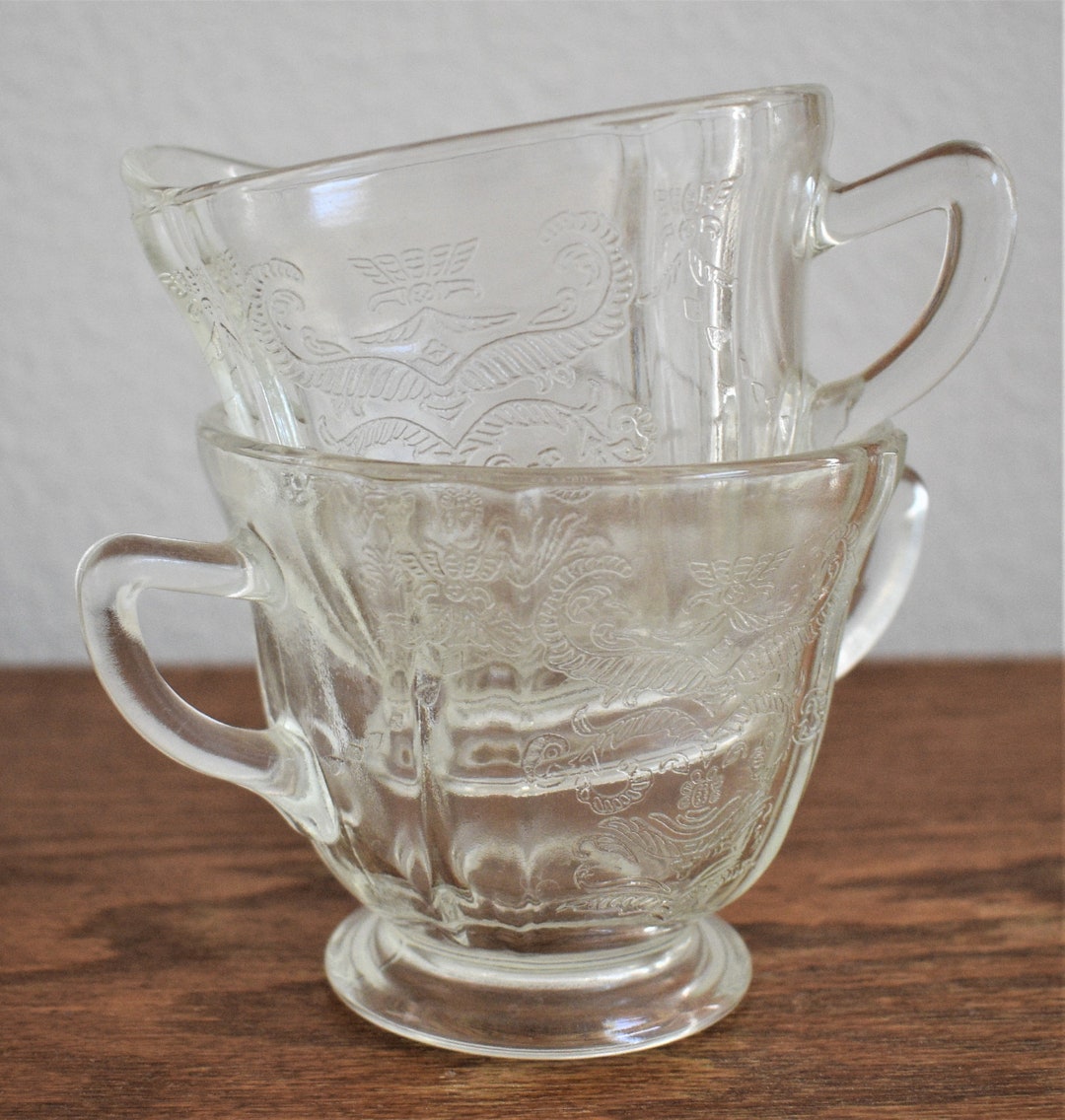 Federal Glass Co Cream and Sugar Bowl,depression Glass Cream and Sugar ...