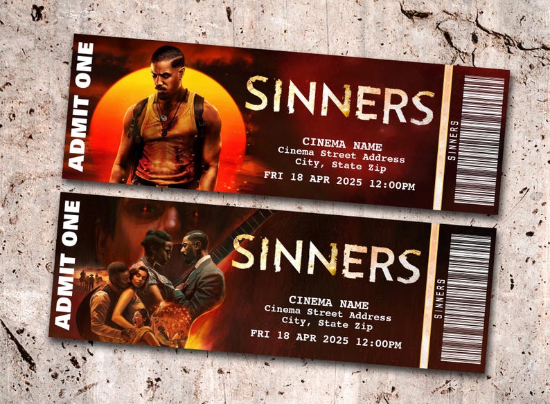 SINNERS Collectible Keepsake Movie Tickets - Etsy