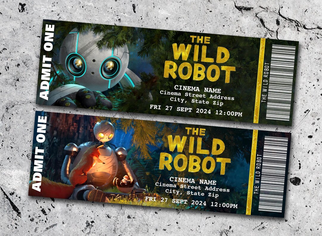 WILD ROBOT Collectible Movie Tickets - Etsy