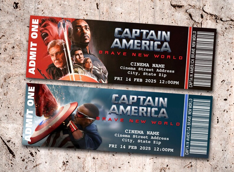 CAPTAIN AMERICA Brave New World Collectible Keepsake Tickets - Etsy