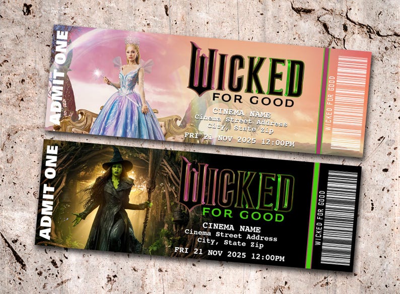 WICKED FOR GOOD Collectible Keepsake Movie Tickets - Etsy