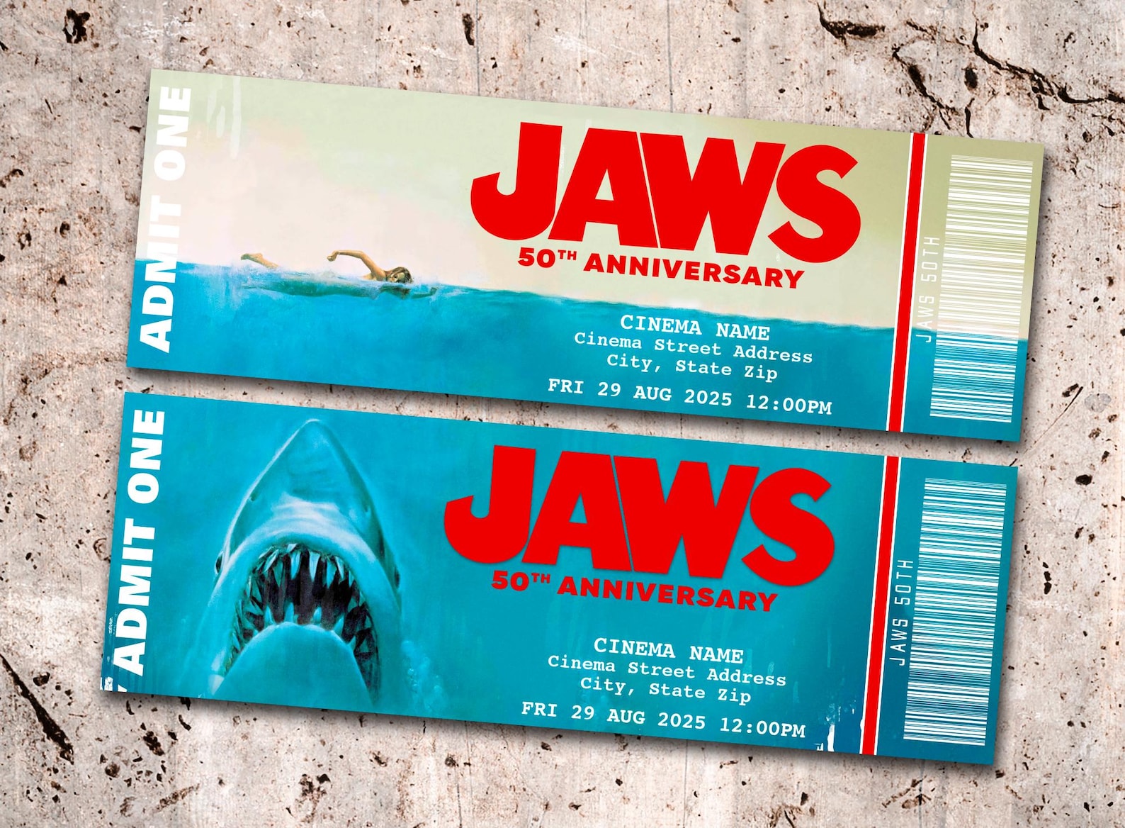 JAWS 50th ANNIVERSARY Collectible Keepsake Movie Tickets - Etsy