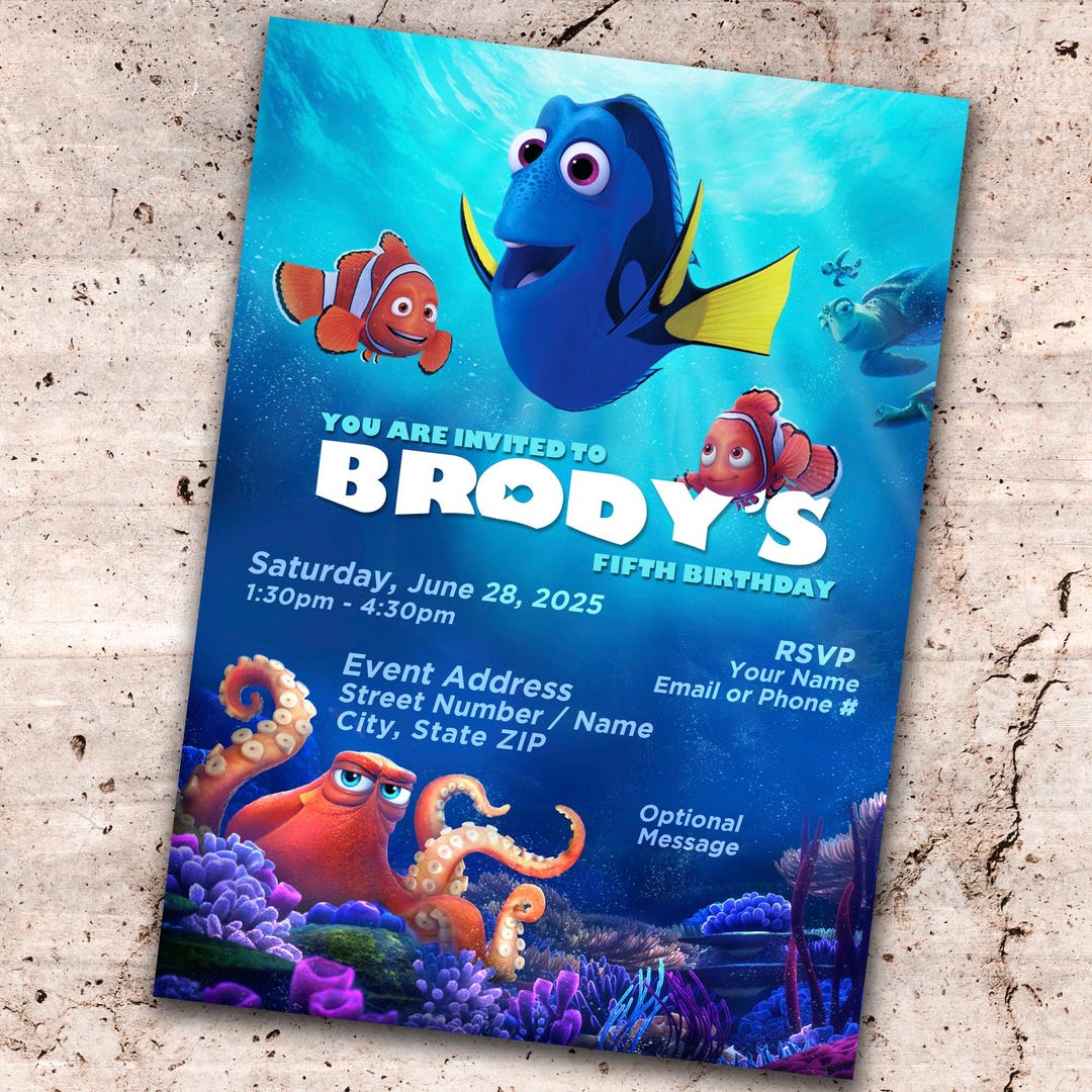 Finding Nemo/dory Invitation - Etsy