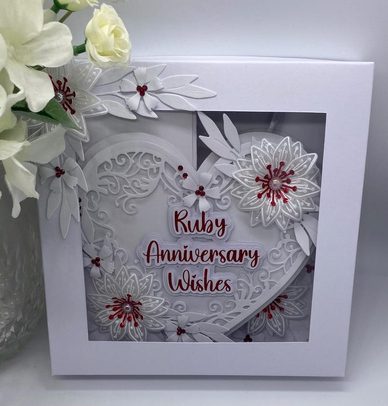 Personalised - Luxury 40th Ruby Wedding Anniversary Card Boxed, 40th ...