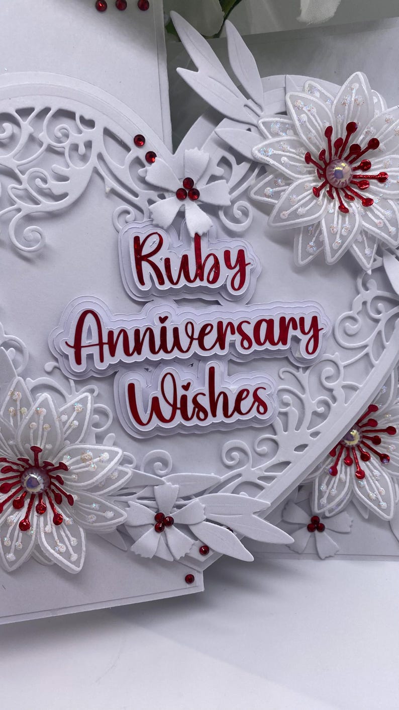 Personalised - Luxury 40th Ruby Wedding Anniversary Card Boxed, 40th ...