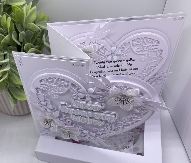 Personalised - Luxury 25th Silver Wedding Anniversary Card Boxed - Etsy
