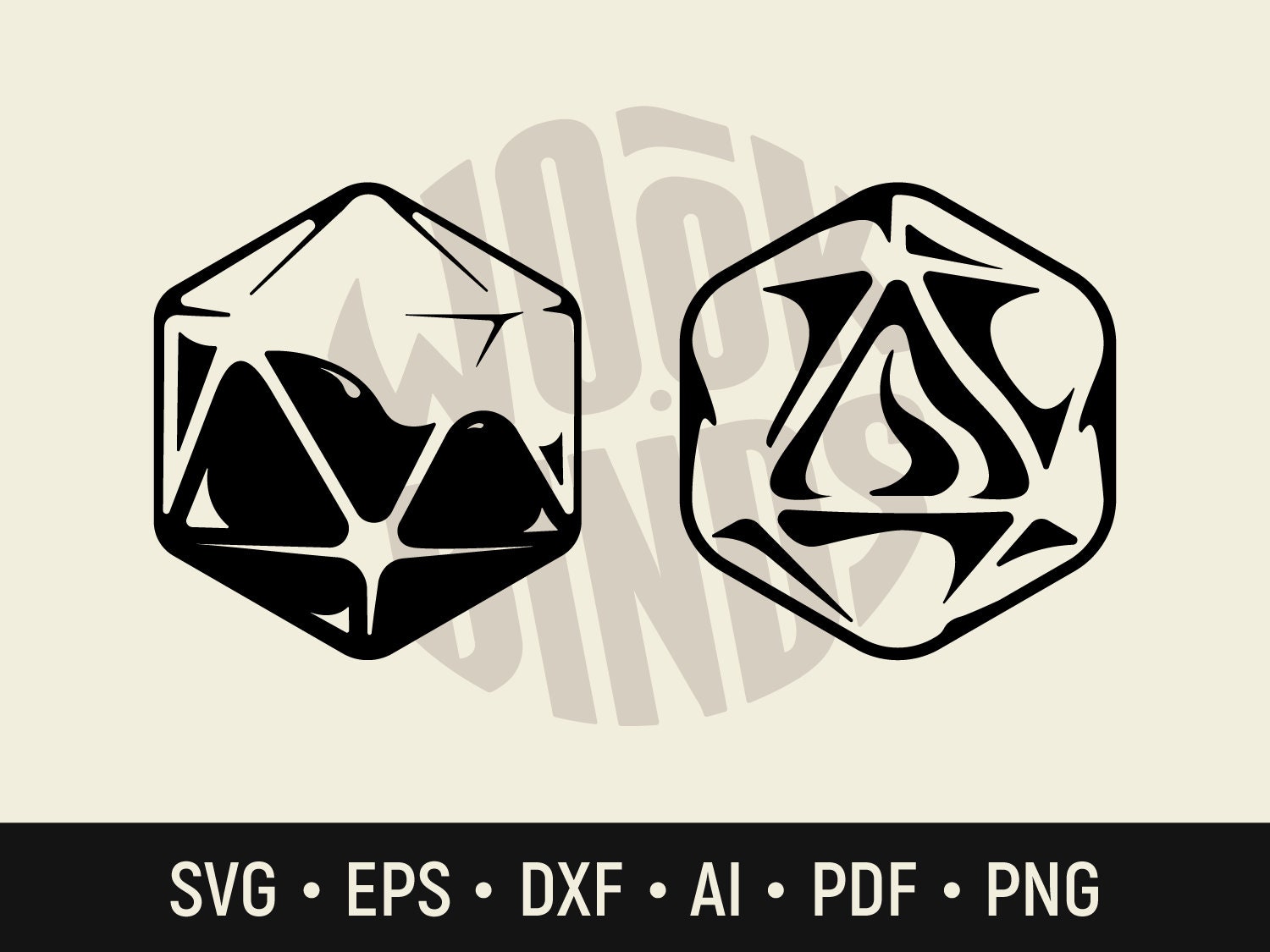 D&D d20 dados estilizados SVG DnD Vector d20 art Arte de juego de rol ...