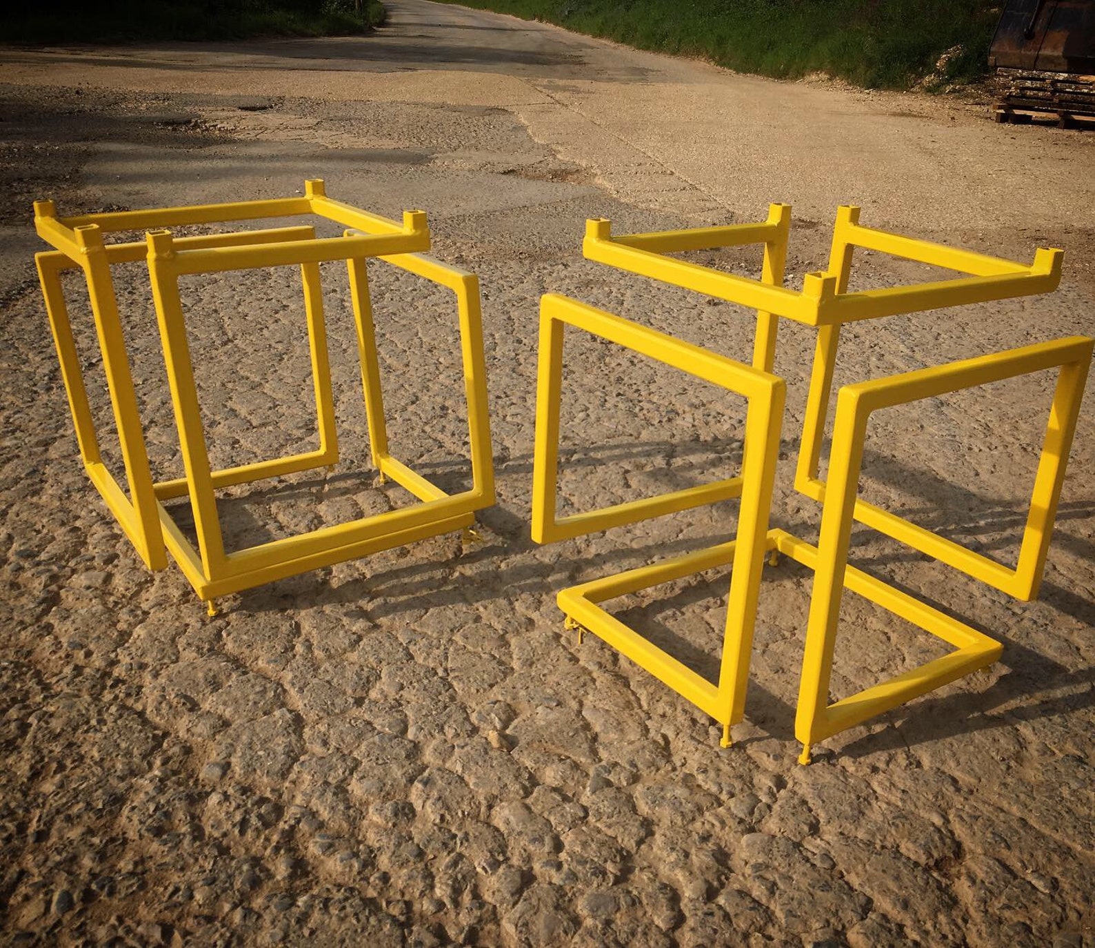A Pair of Hand Made Steel Metal Maze Table Bases - Powdercoated Bright ...