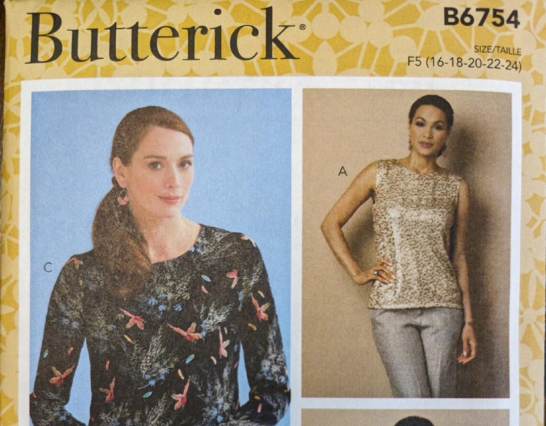 Uncut Butterick Sewing Pattern #B6754 for Misses' Plus Size Top With ...