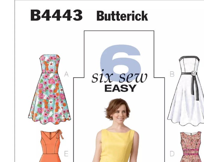 NEW Butterick Six Sew Easy Pattern B4443 Misses Dresses 6 Styles Sizes ...