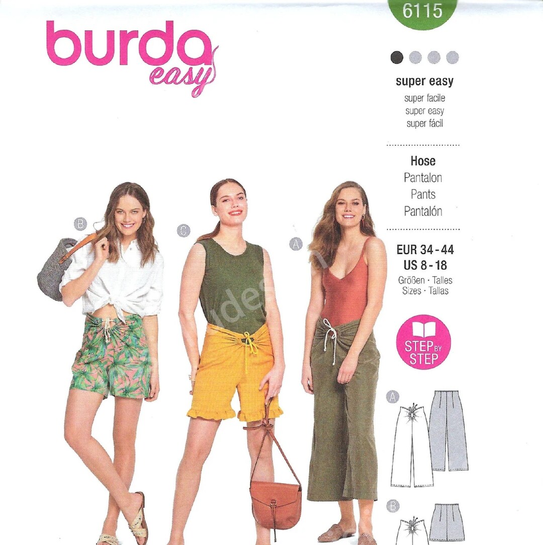 Uncut Burda Style 6115 Sewing Pattern Misses Pants Shorts Sewing ...