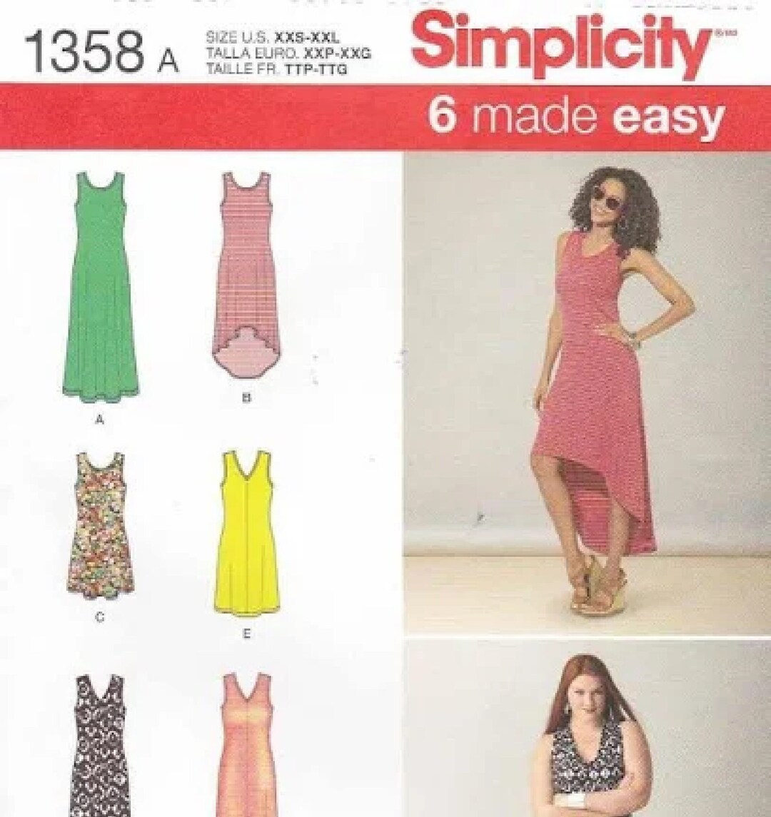 Simplicity 1358 A Easy Sewing Pattern Misses Knit Dresses - Etsy