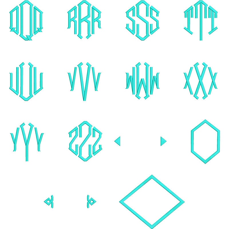 Point Monogram Embroidery Font 3 Size Font Machine Embroidery | Etsy