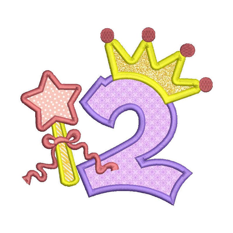 Number 2 Appliquenumber Embroiderynumber Applique princess - Etsy
