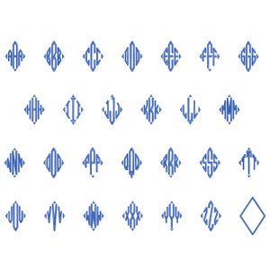 Diamond Monogram Embroidery Font 4 Size Font Machine Embroidery Font ...
