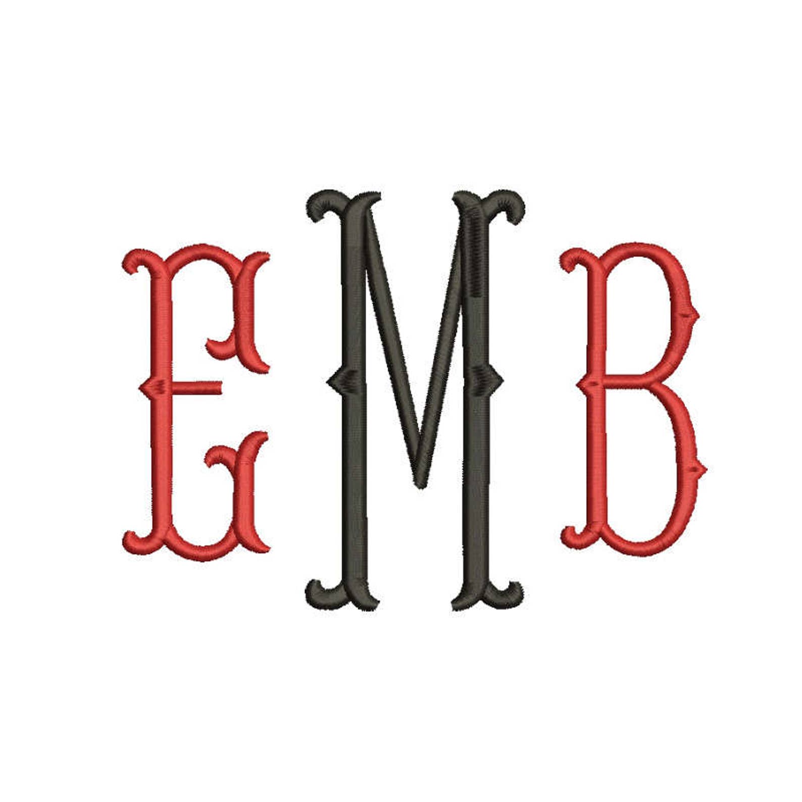 Fish Tail Monogram Embroidery Font 4 Size Font Machine Embroidery Font ...