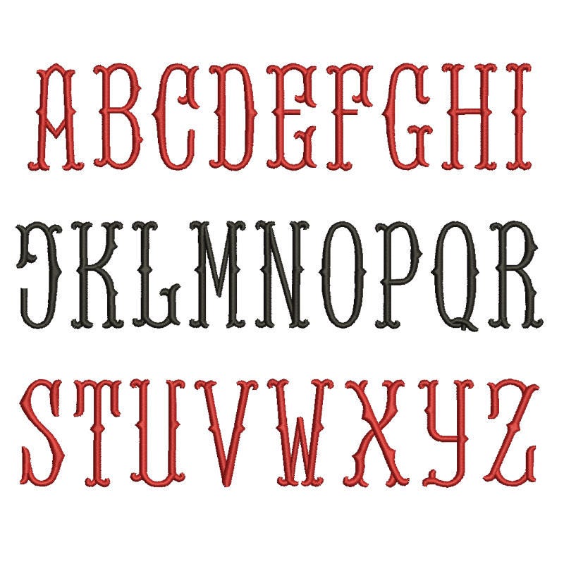 Fish Tail Monogram Embroidery Font 4 Size Font Machine Embroidery Font ...