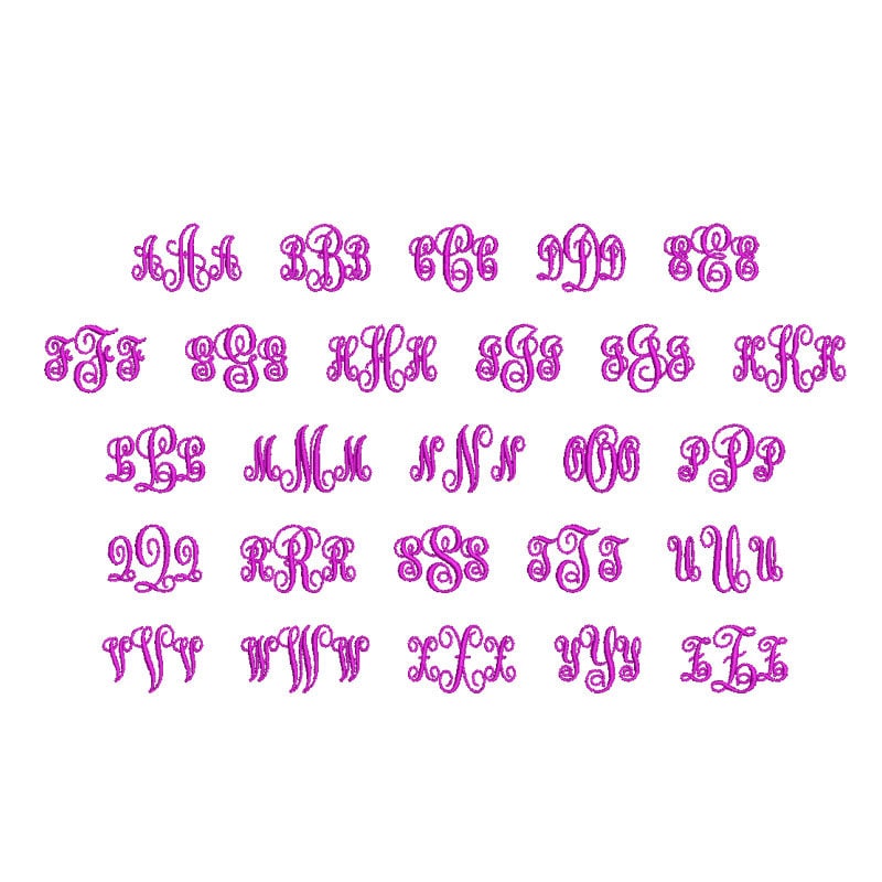 Interlocking Monogram Embroidery Font 3 Size Font Machine Embroidery ...