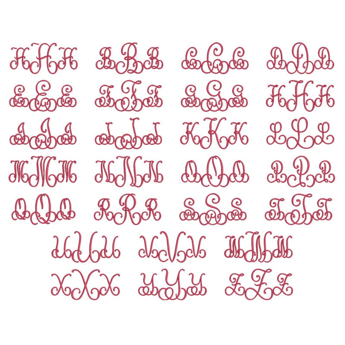 Lace Monogram Embroidery Font 4 Size Font Machine Embroidery Font ...
