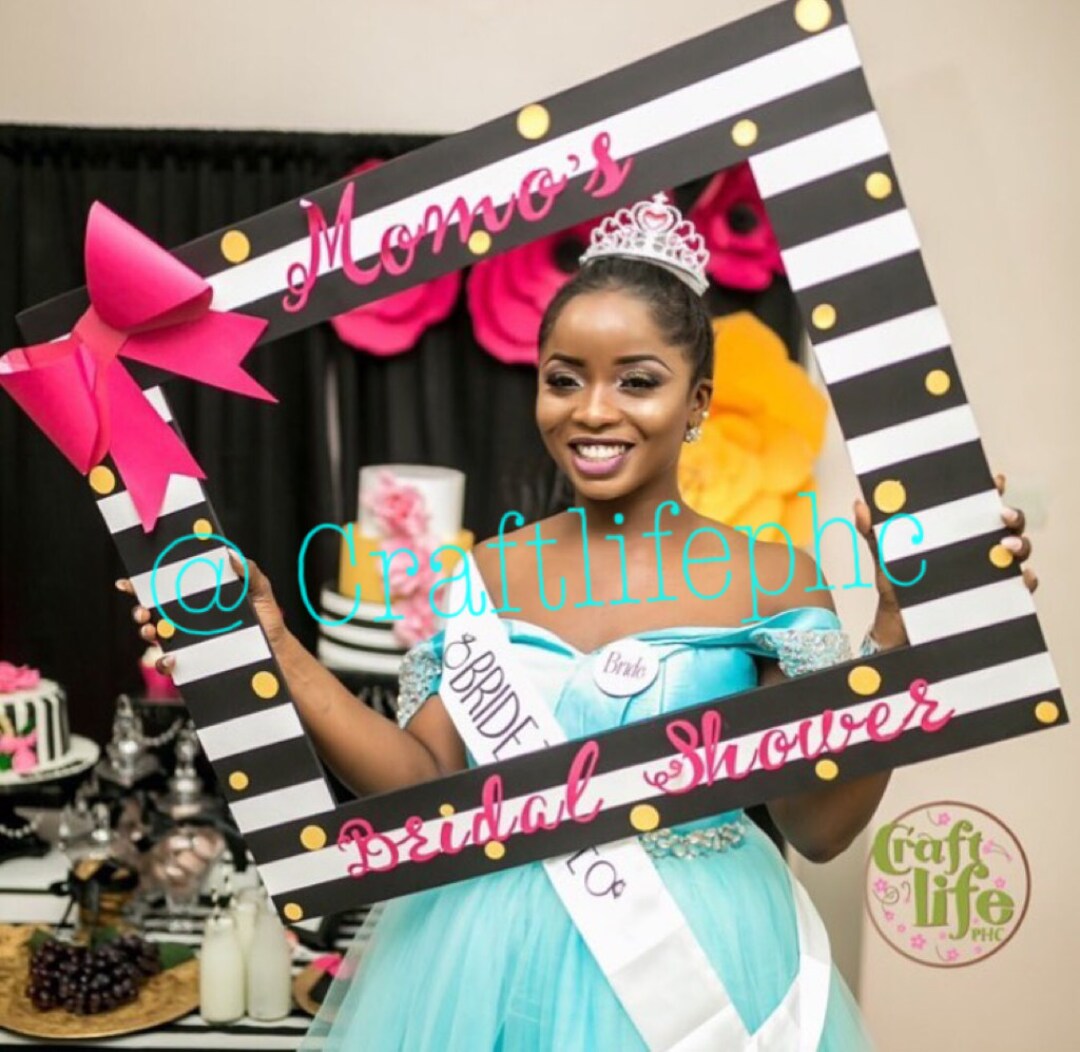 Pink and Black Large Selfie Frame Prop. Baby Shower Photo Booth Frame ...