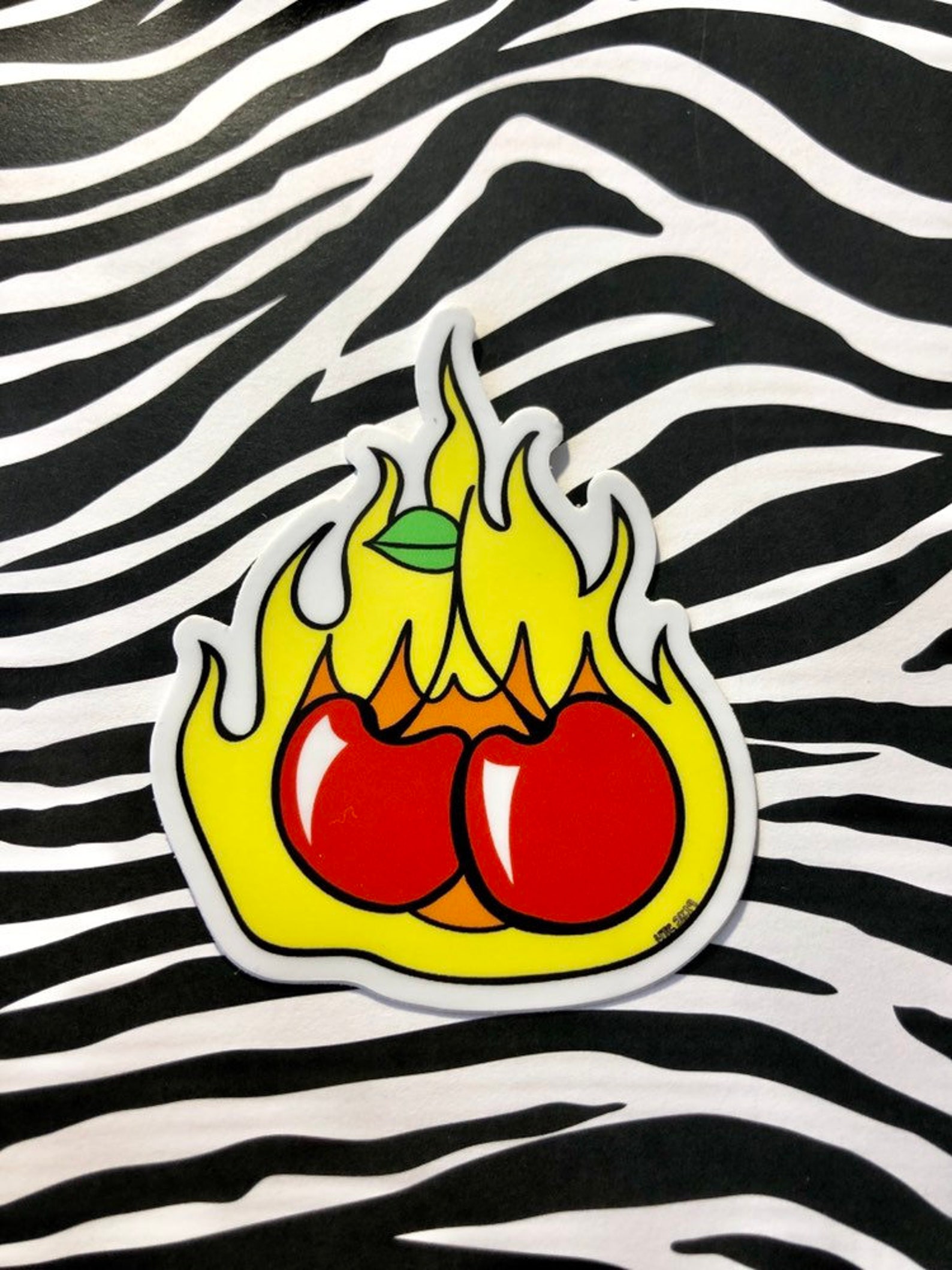 Wild Cherry Flaming Cherry Bomb Vinyl Sticker 90s Tumblr | Etsy