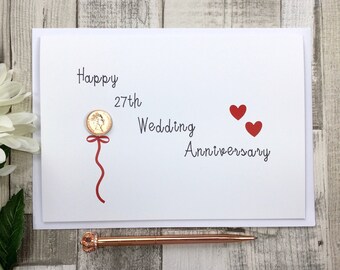 27th Wedding Anniversary Card - Etsy