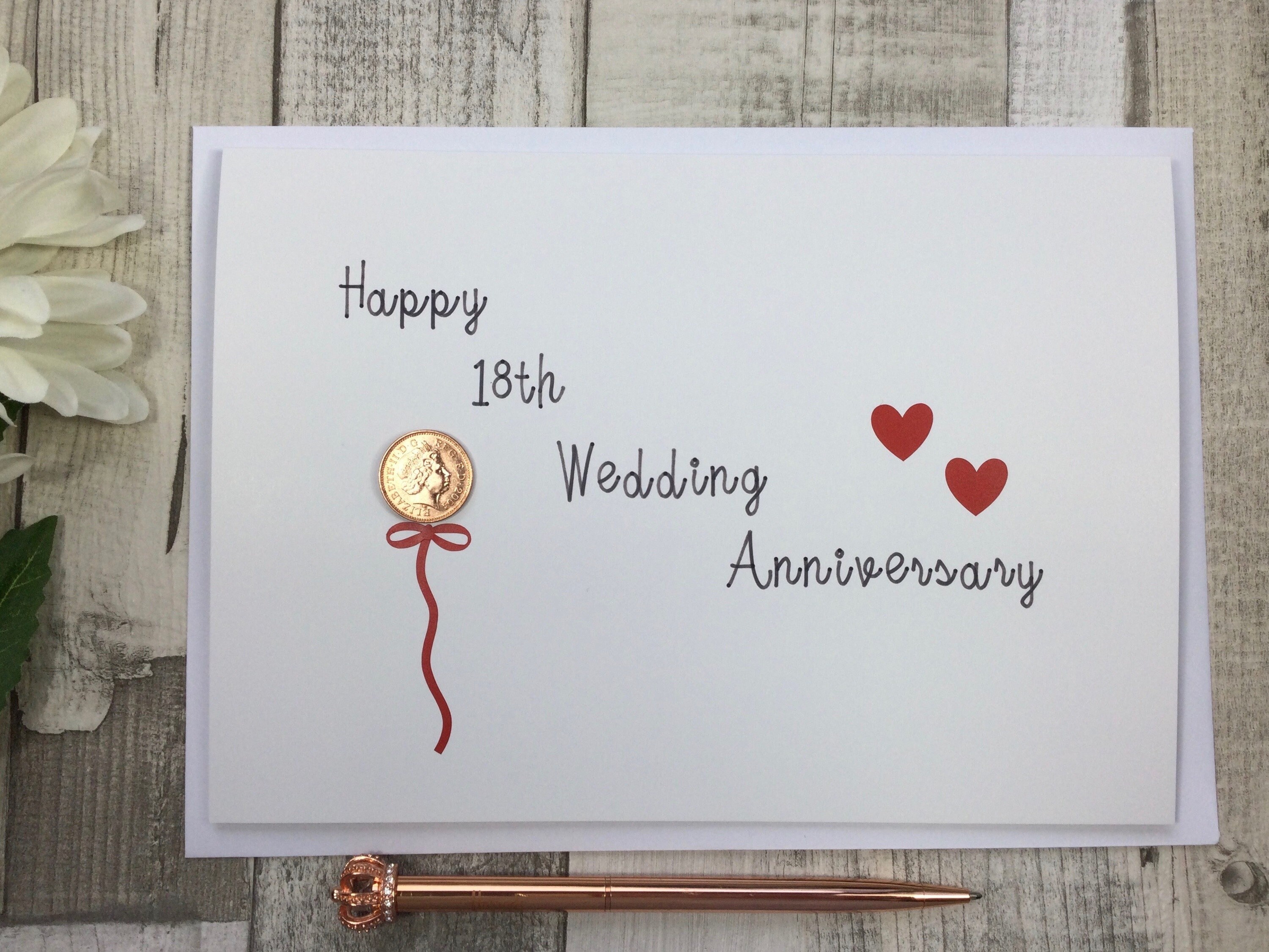 18th Anniversary Card - Etsy UK