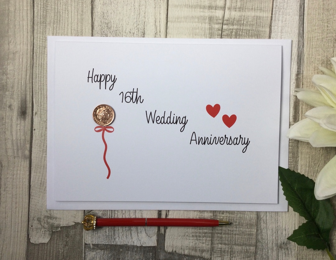 16th Anniversary Card - Etsy